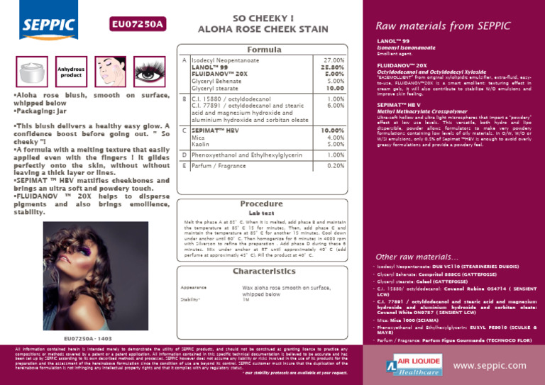 Form Eu07250a So Cheeky Aloha Rose Cheek Stain | PDF | Materials ...