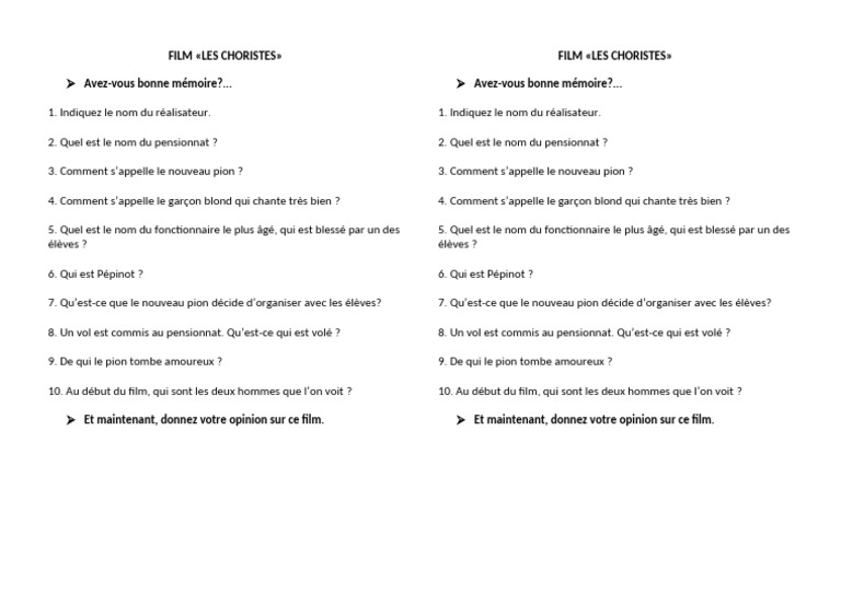 FILM Les Choristes | PDF