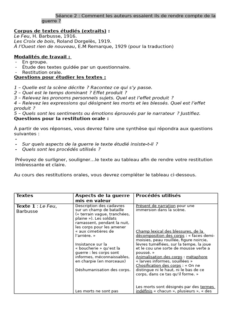 Séance 2 Correction | PDF
