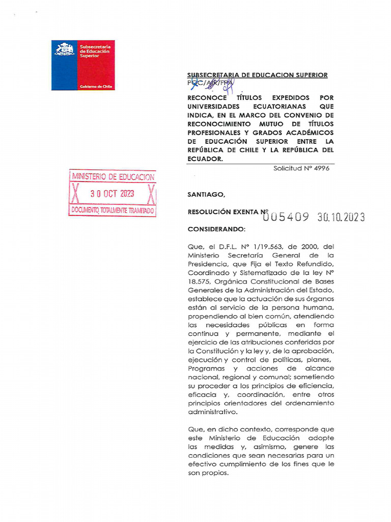 REX 5409 Reconoce (2023) | PDF