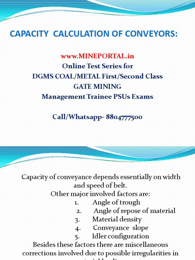 Capacity Calculations of Conveyors | PDF | Technology & Engineering
