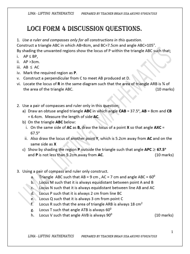 Loci Form 4 Discussion Questions-1 | PDF