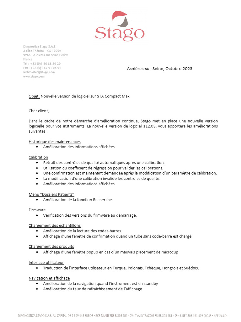 2023 09 Courrier Client Sta Compact Max Version 112 PDF | PDF