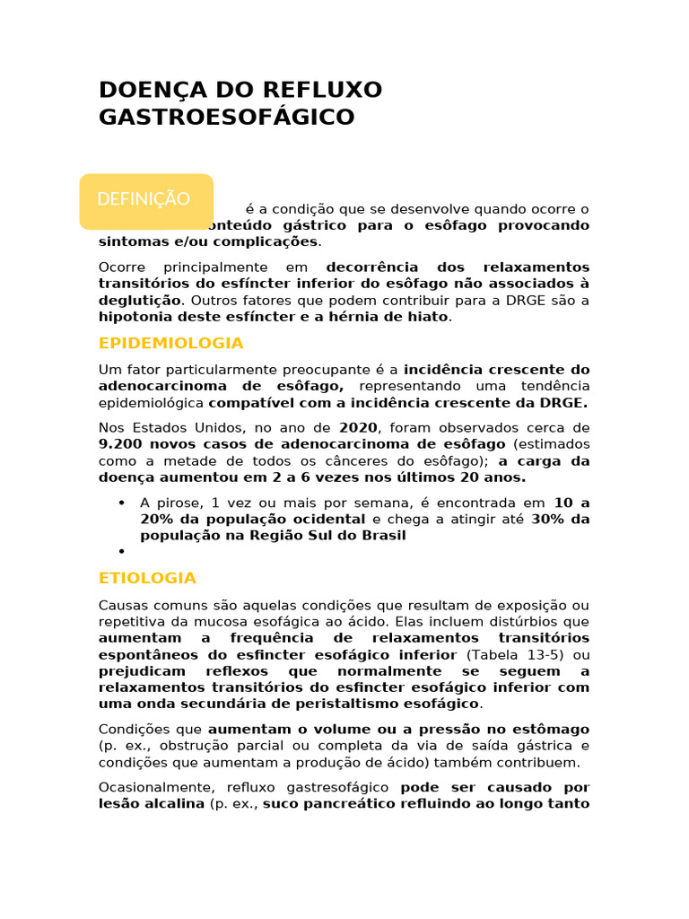 Doença Do Refluxo Gastroesofágico | PDF
