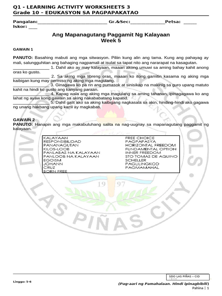 Q1 G10 Esp Law 3 | PDF