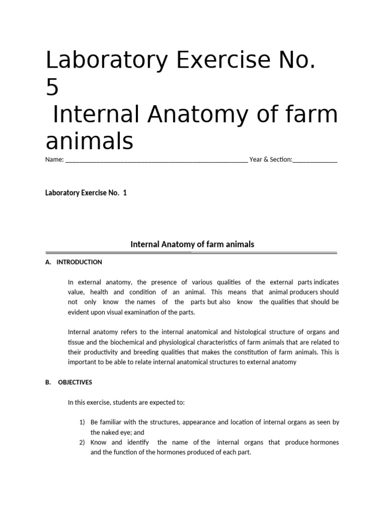 Laboratory Exercise Principles of Animal Science | PDF
