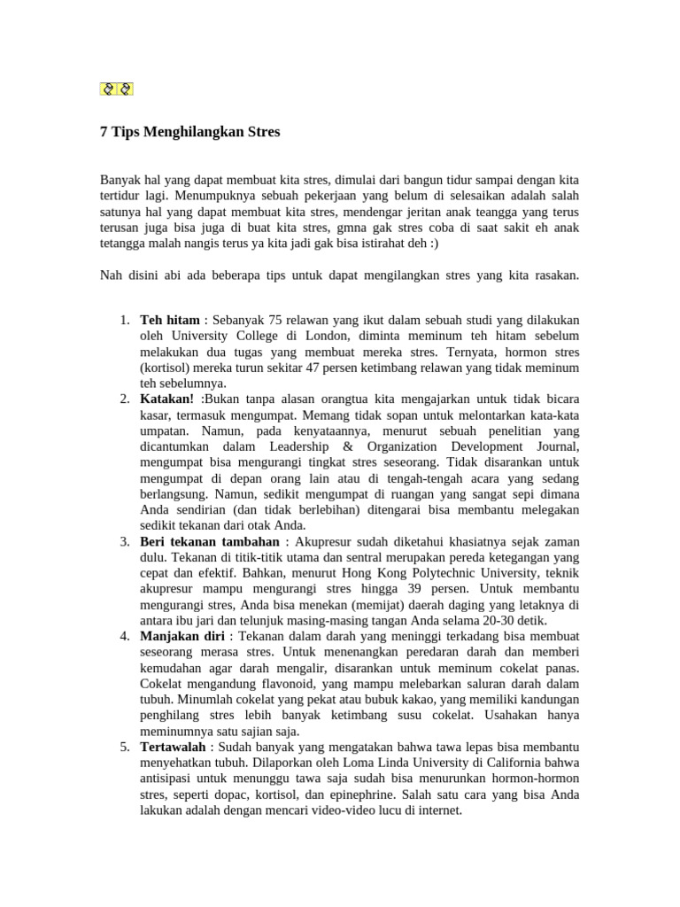 7 Tips Menghilangkan Stres | PDF