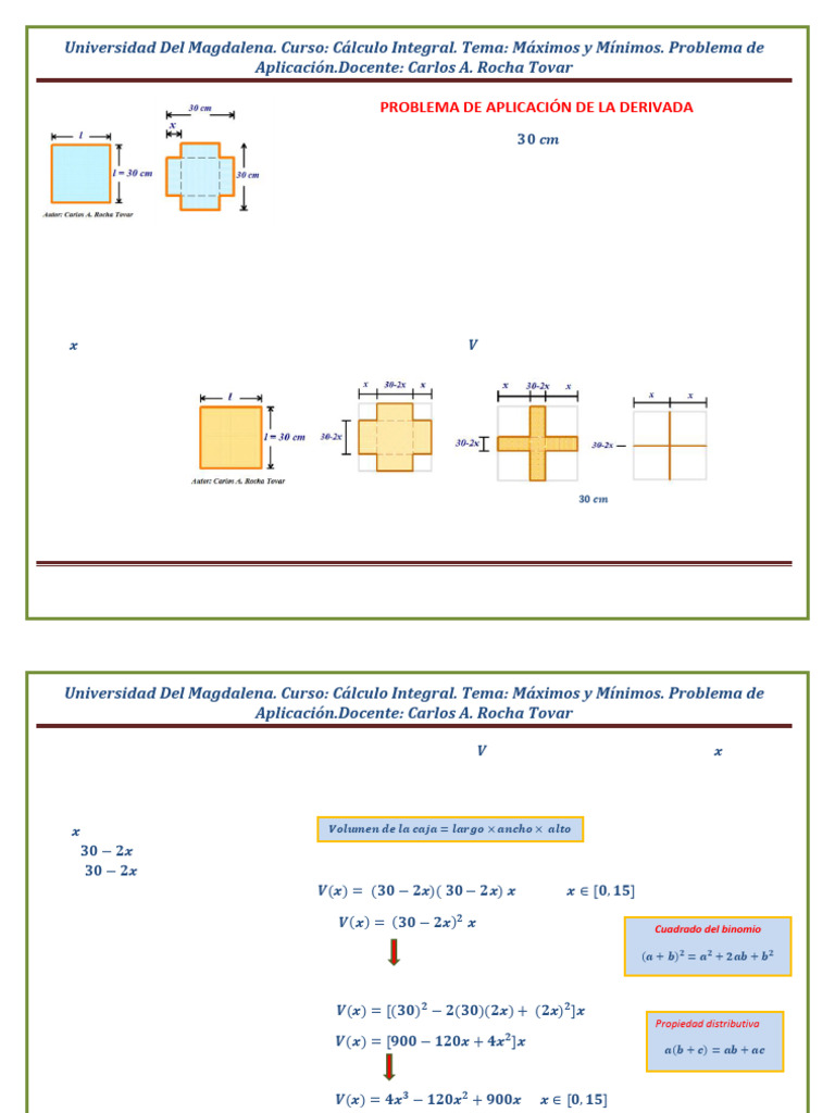 8.11. Maximos y Minimos. Ejemplo. El Problema de La Caja. v.2 | PDF