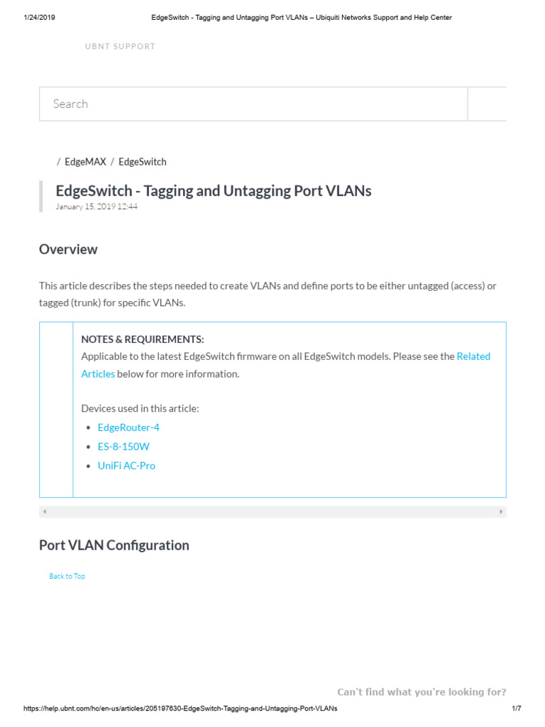 EdgeSwitch - Tagging and Untagging Port VLANs - Ubiquiti Networks Support and Help Center | PDF