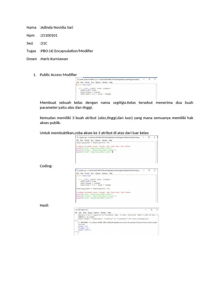 Adinda Novidia Sari, 21100101-21C, PBO (4) Encapsulation Atau Modifier | PDF