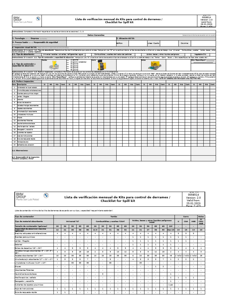 Check List Antiderrames | PDF
