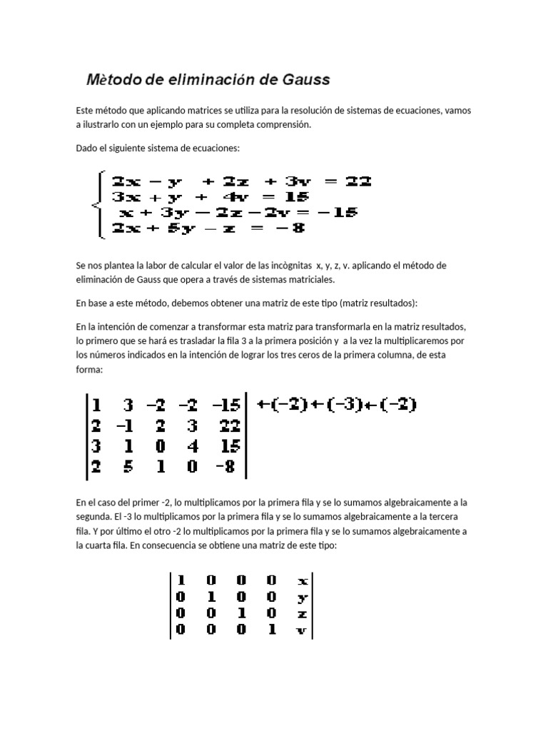 Metodo de Eliminacion de Gauss | PDF