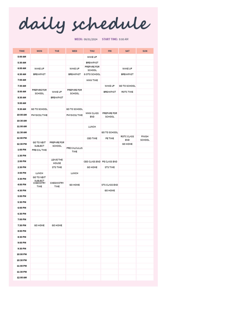 Daily Schedule1 | PDF