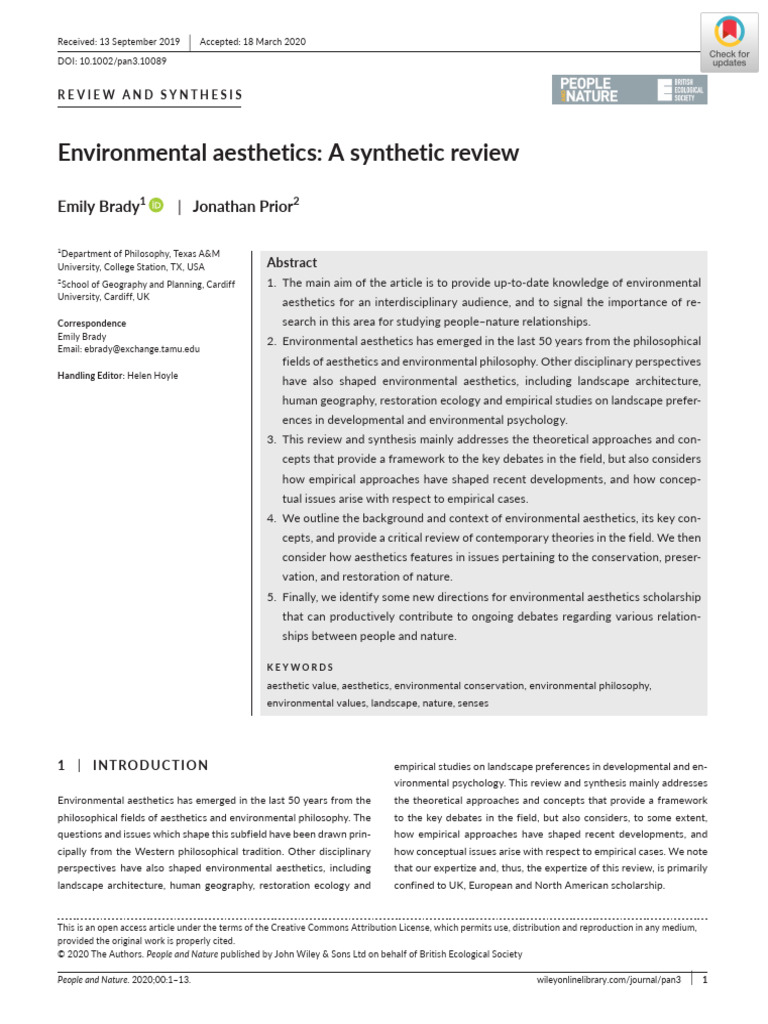Environmental Aesthetics Review | PDF | Aesthetics | Experience