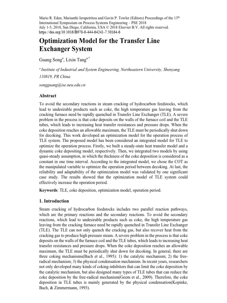 Optimization of Transfer Line Exchanger | PDF | Cracking (Chemistry ...