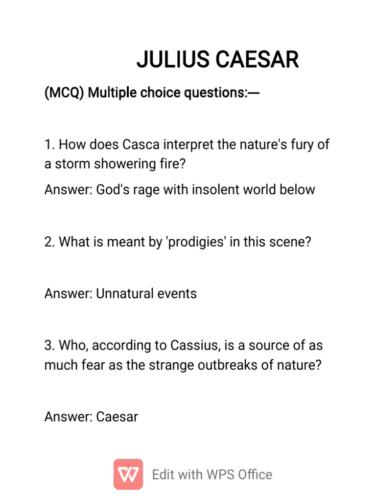 Julius Caesar MCQ | PDF