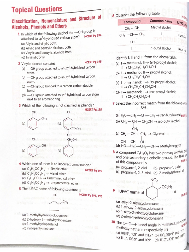 Alcohol Phenol Ether Extra Ques | PDF