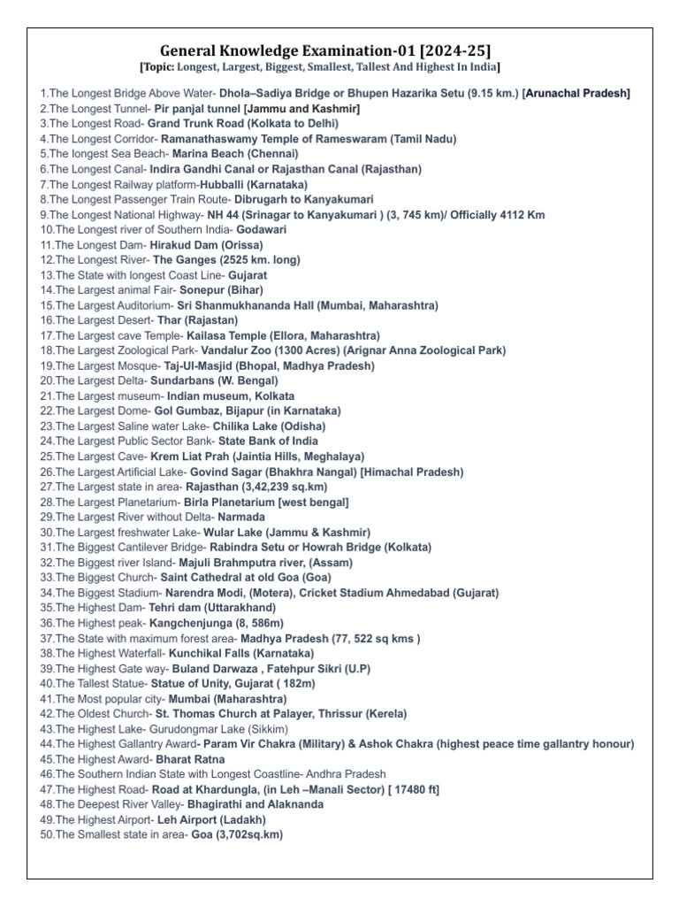 General Knowledge Examination 2024 - 01 | PDF