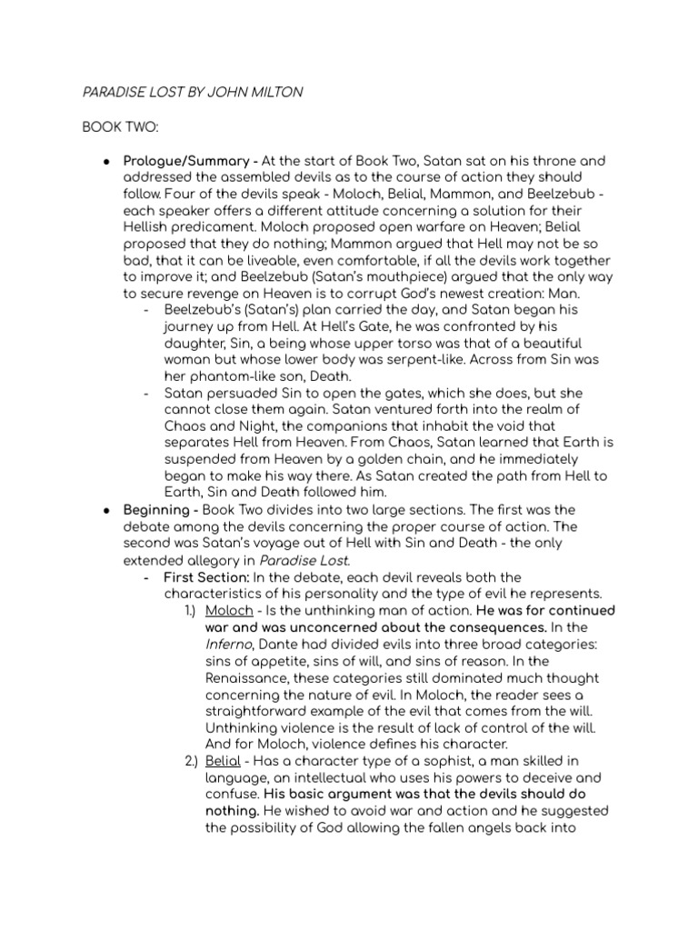 Paradise Lost by John Milton Book 2 | PDF