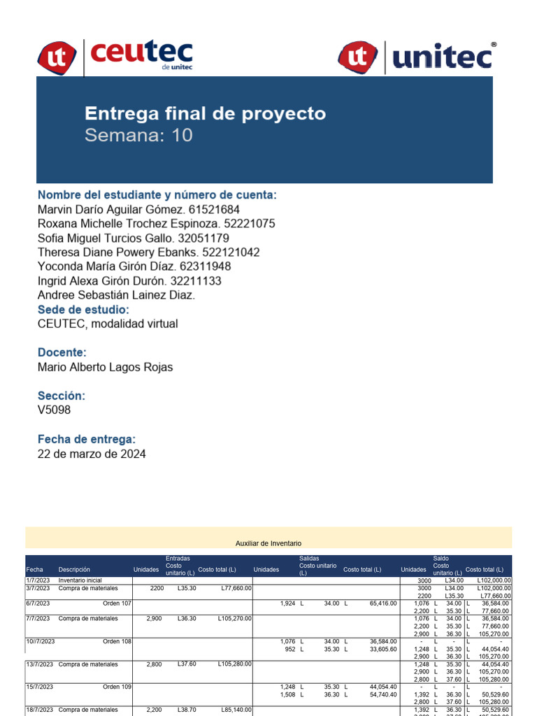 Annotated-Tarea 10.1 - Entrega Final proyecto-GRUPO 3 - Contabilidad Costos - XLSX (1) - 1 | PDF ...