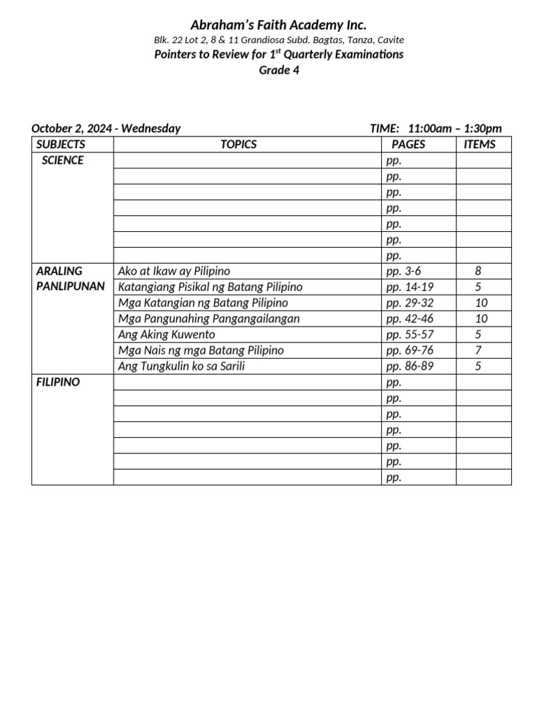 Grade 1 Pointers | PDF
