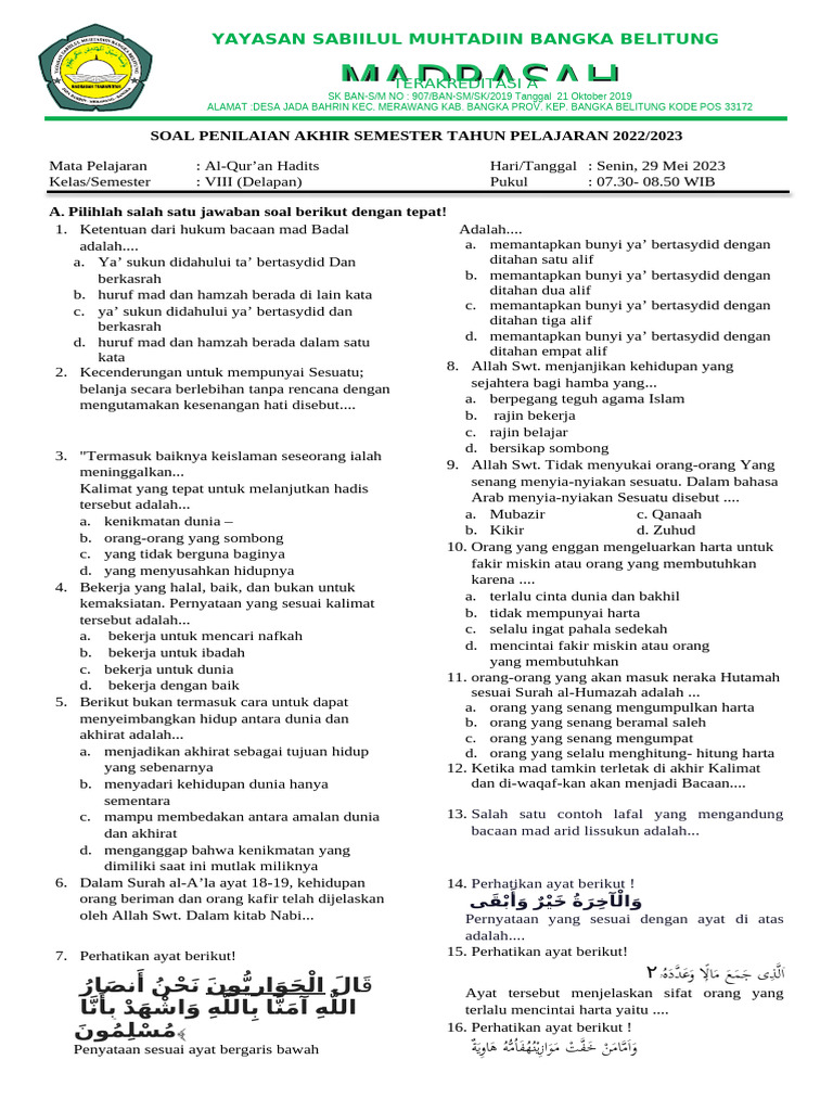 Qurdis Kelas 8 | PDF