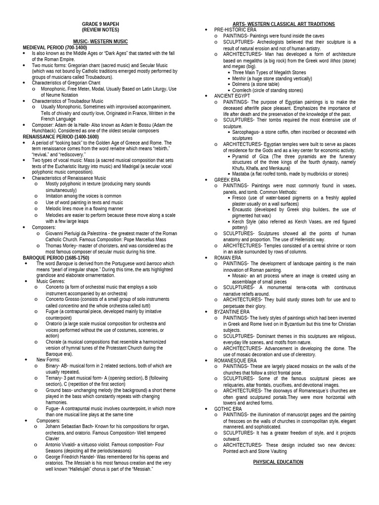 1ST Q Mapeh Notes | PDF
