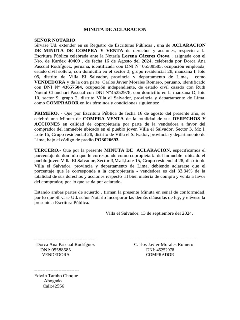 Minuta de Aclaracion | PDF