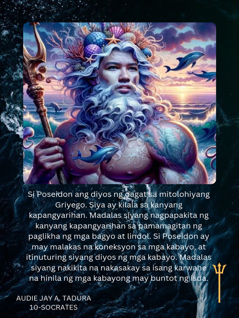 Si Poseidon Ang Diyos Ng Dagat Sa Mitolohiyang Griyego. Siya Ay Kilala Sa Kanyang Kapangyarihan ...