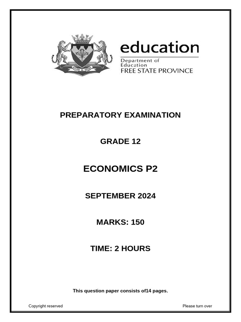 Economics P2 Prep Sept 2024 QP Eng | PDF | Inflation | Monopoly