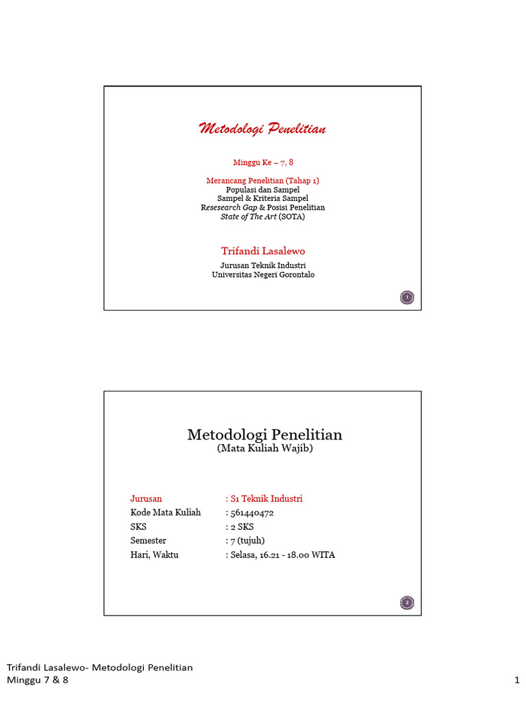 MetoPen - Minggu 7, 8 - Merancang Penelitian - OK | PDF | Sampling (Statistics) | Computers