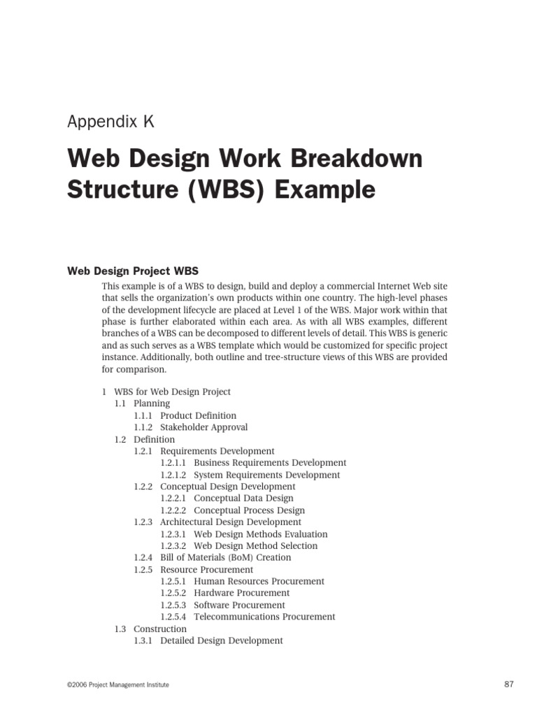 WBS for Web Design Project | PDF | Project Management | Web Design