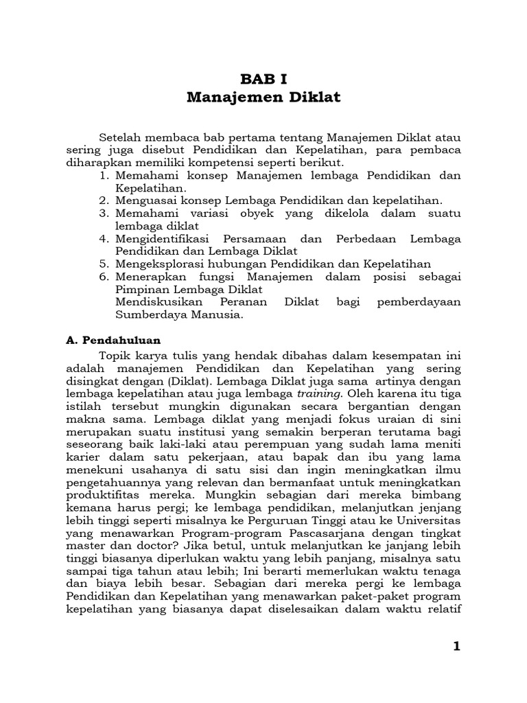 Pengantar Manajemen Diklat | PDF