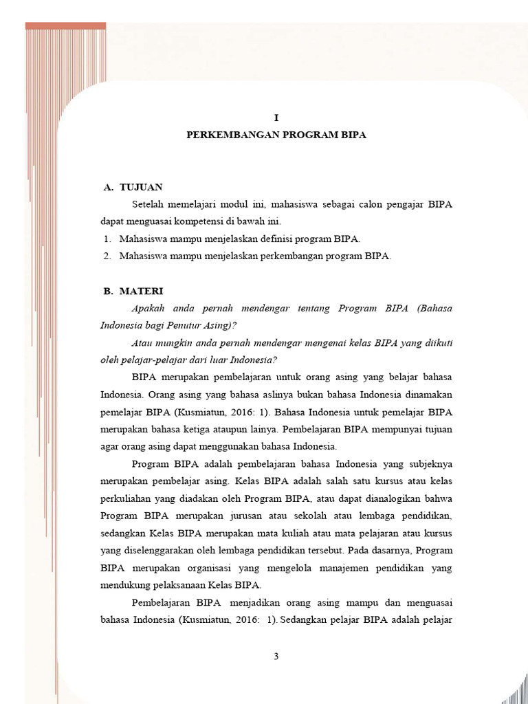 BIPA 1.PERKEMBANGAN PROGRAM BIPA | PDF