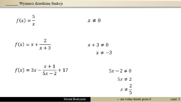 Dziedzina Funkcji Zadanie1 | PDF