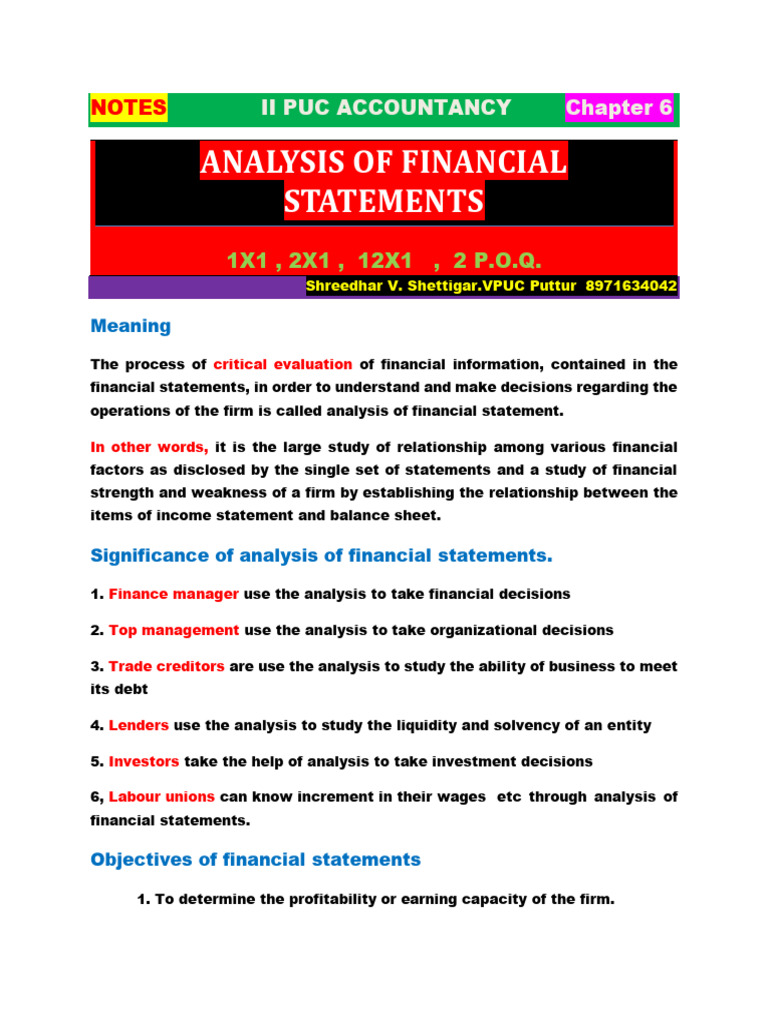 Analysis of Financial Statements | PDF