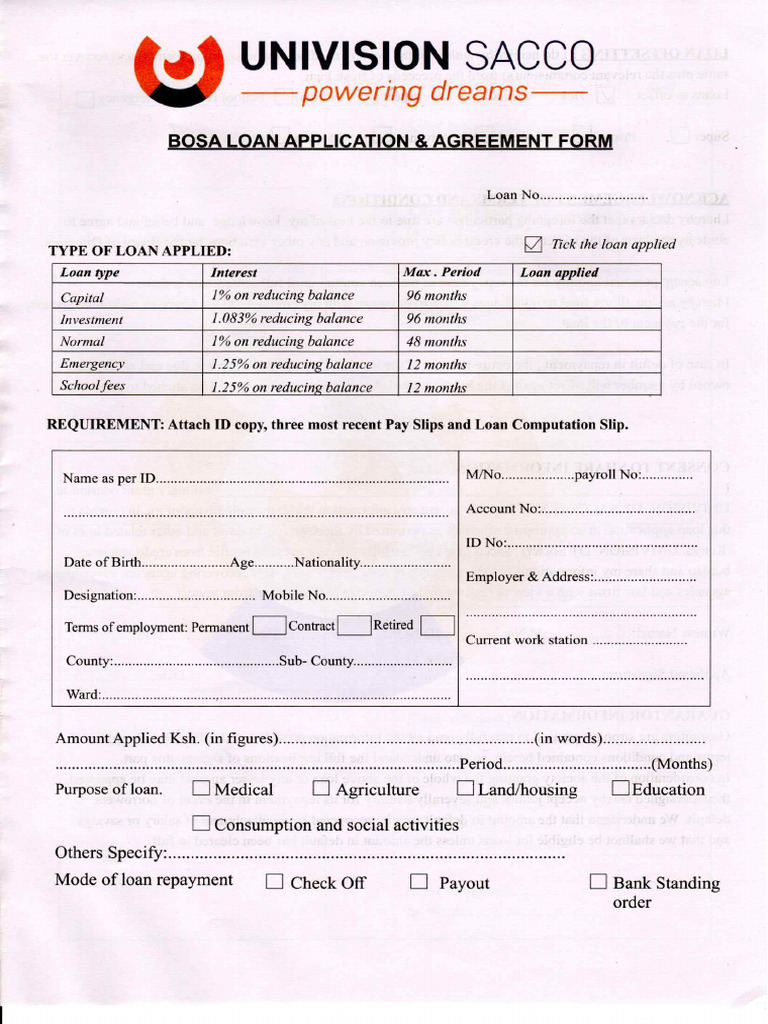 Bosa Loan Form | PDF