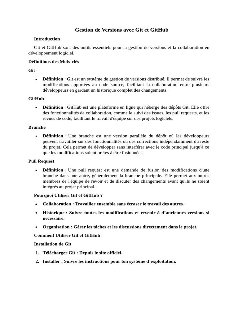 Gestion de Versions Avec Git Et GitHub | PDF