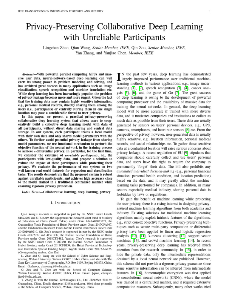 Privacy-Preserving Collaborative Deep Learning With Unreliable ...