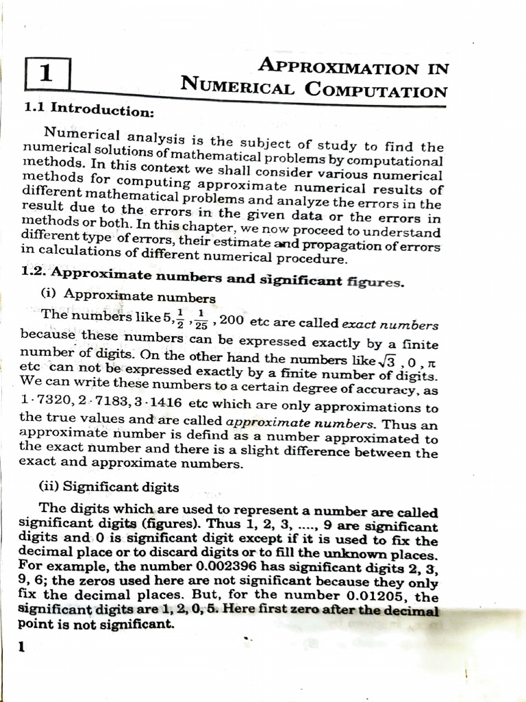 Numerical Methods Chapter 1 | PDF