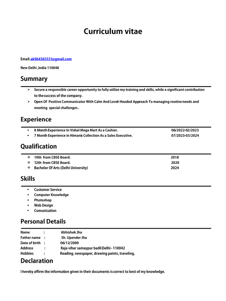 Abhi CV | PDF