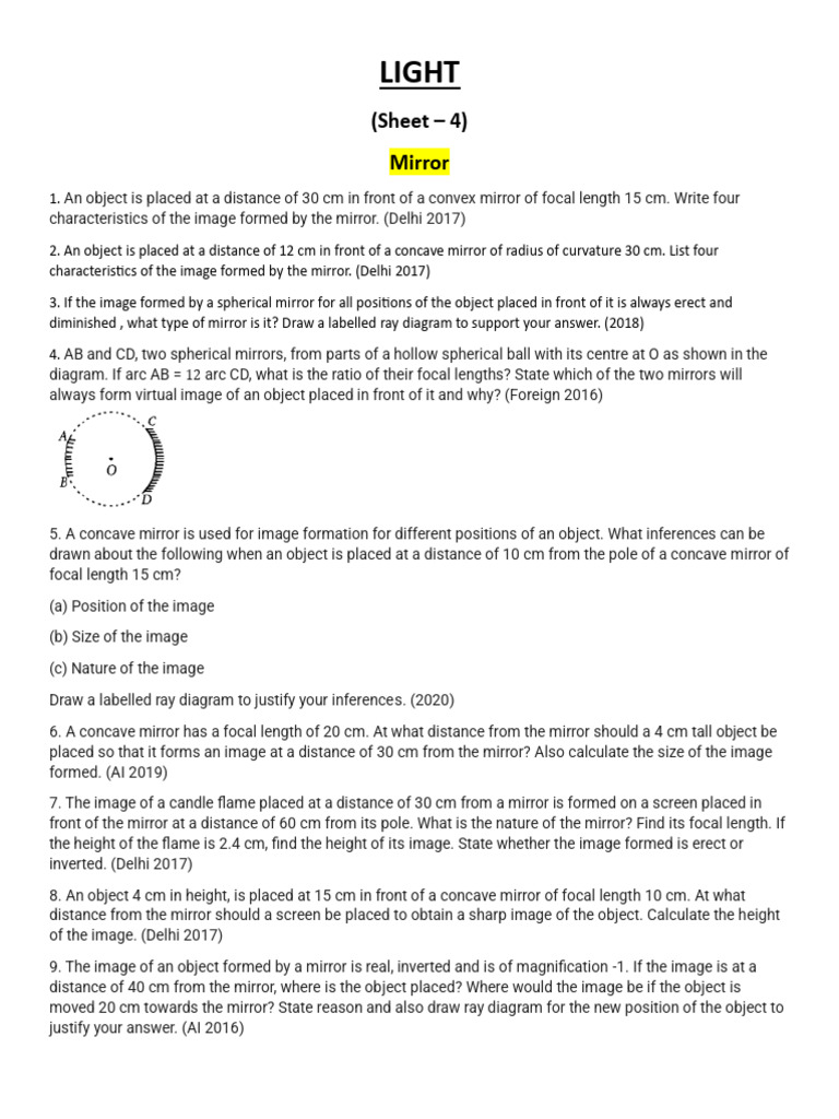 Light Numericals | PDF | Refractive Index | Refraction