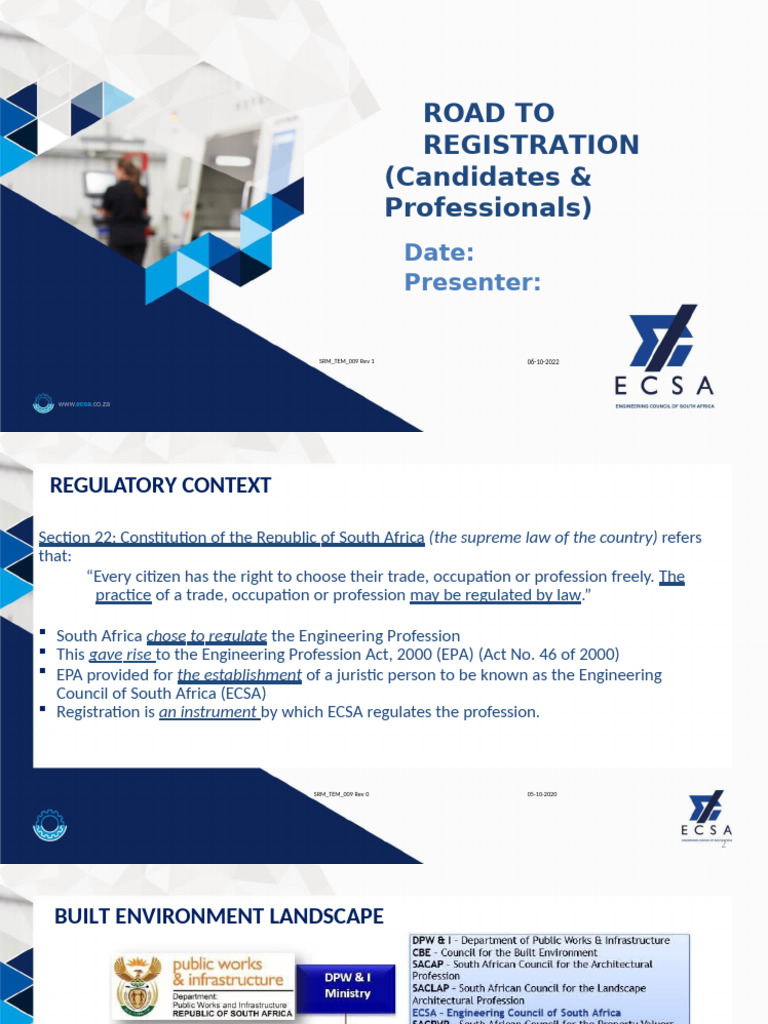 ECSA Road To Registration Presentation | PDF