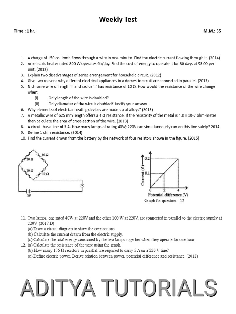 Weekly Electrical Test Questions | PDF