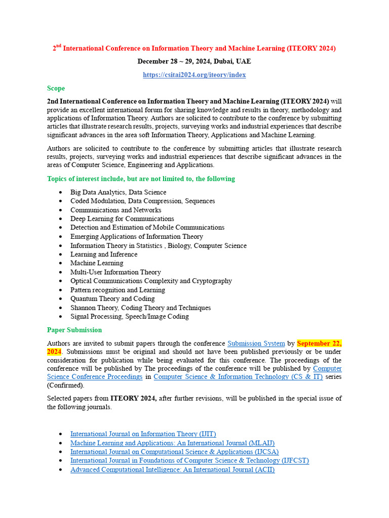 ITEORY 2024: Info Theory & Machine Learning | PDF | Information | Machine Learning