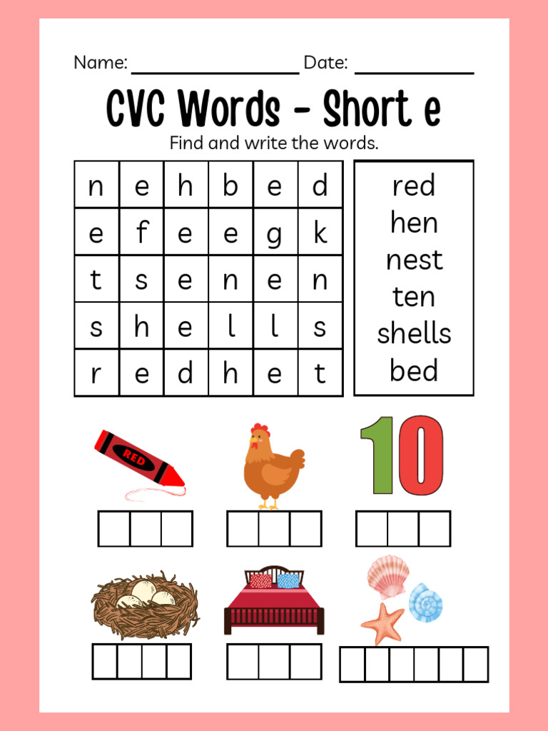 CVC Short Vowel e | PDF