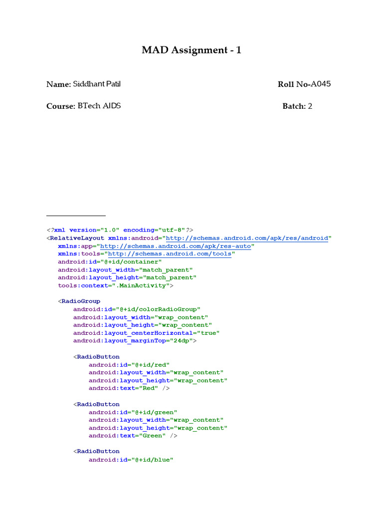 MAD Assignment | PDF