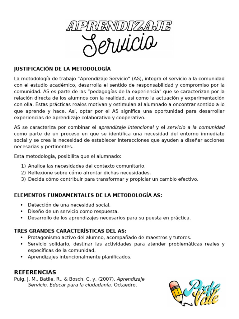 Proyecto 1 Aprendizaje Servicio (AS) | PDF