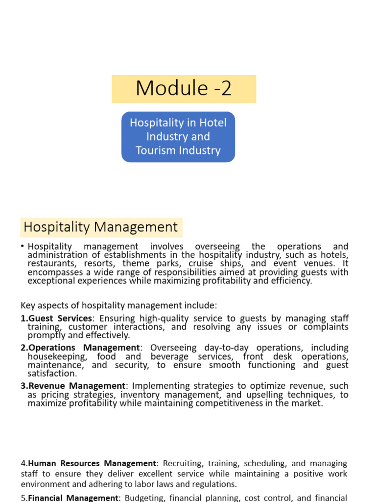 Module - 2 Hospitality Management | PDF