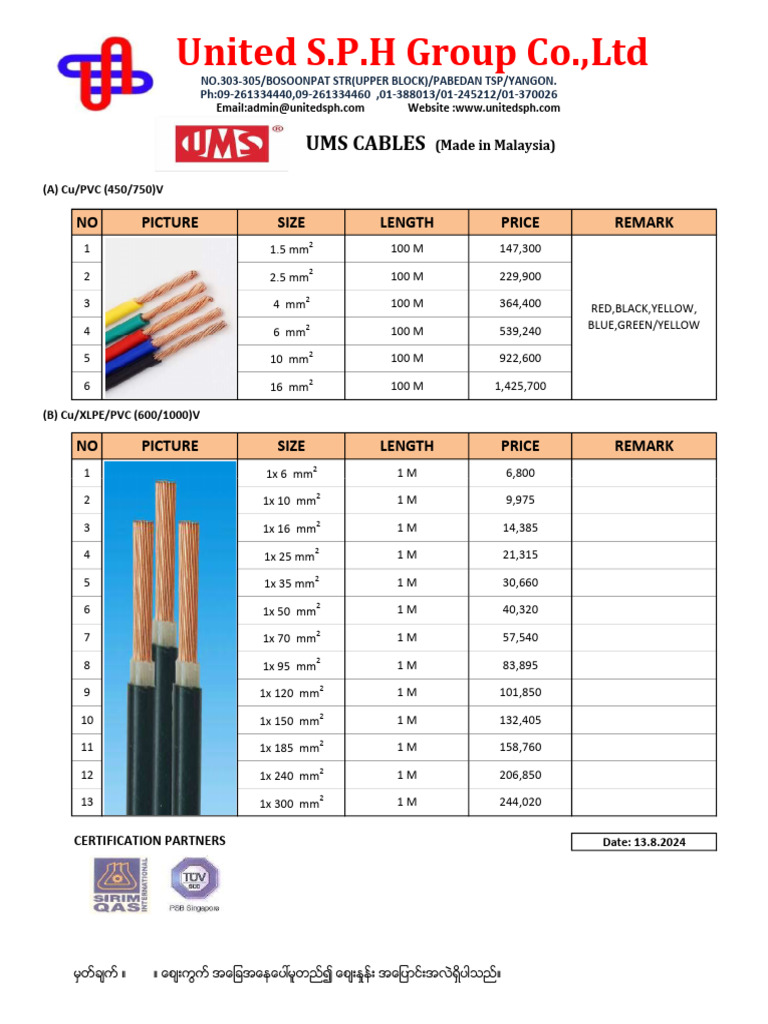 1. UMS Cable Price | PDF